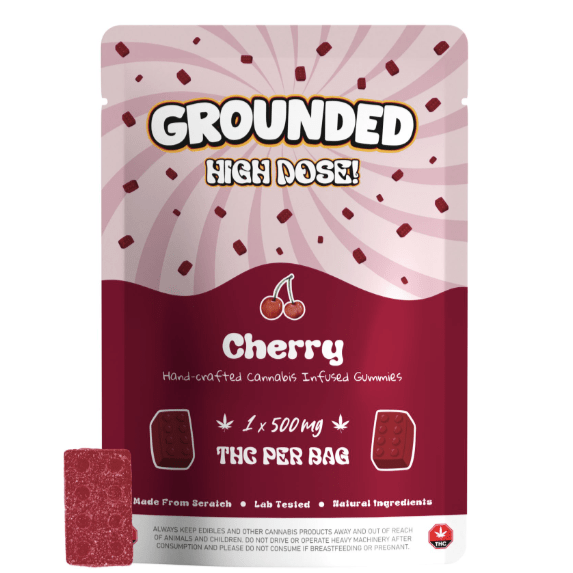 Grounded High Dose Cherry THC Gummies – 500mg THC – Classic Cherry ...